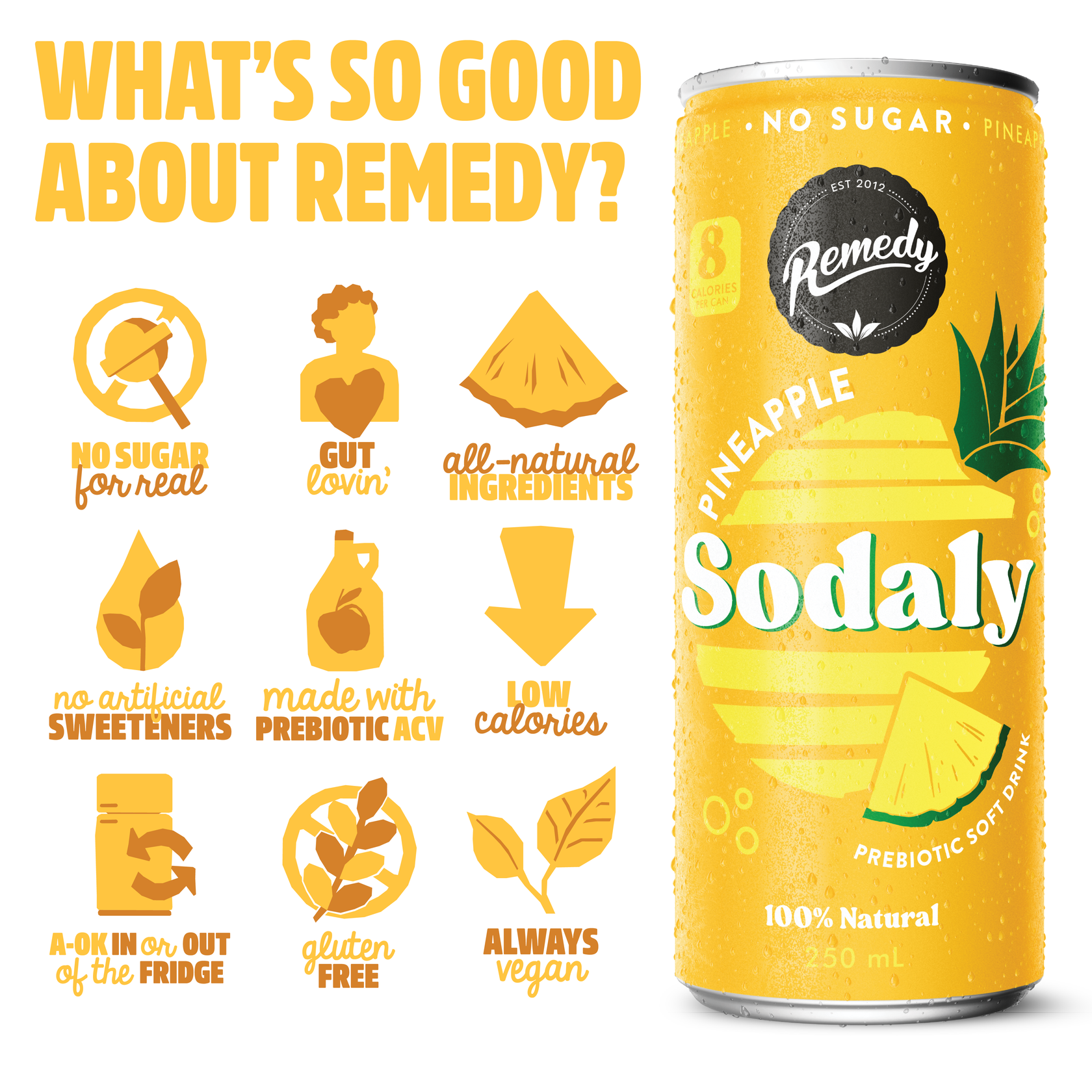 Pineapple Sodaly | No Sugar Soft Drink | Remedy Drinks