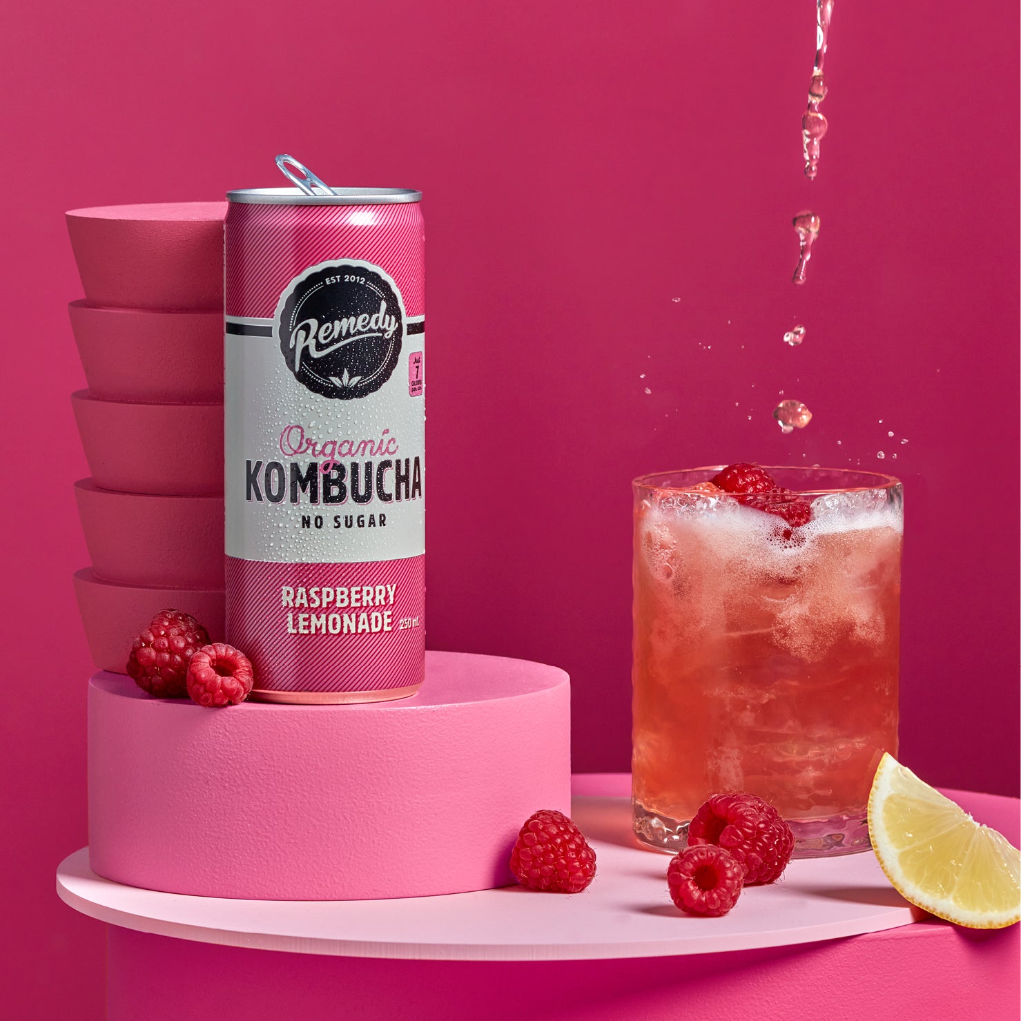 Raspberry Lemonade Kombucha | All Natural | Remedy Drinks