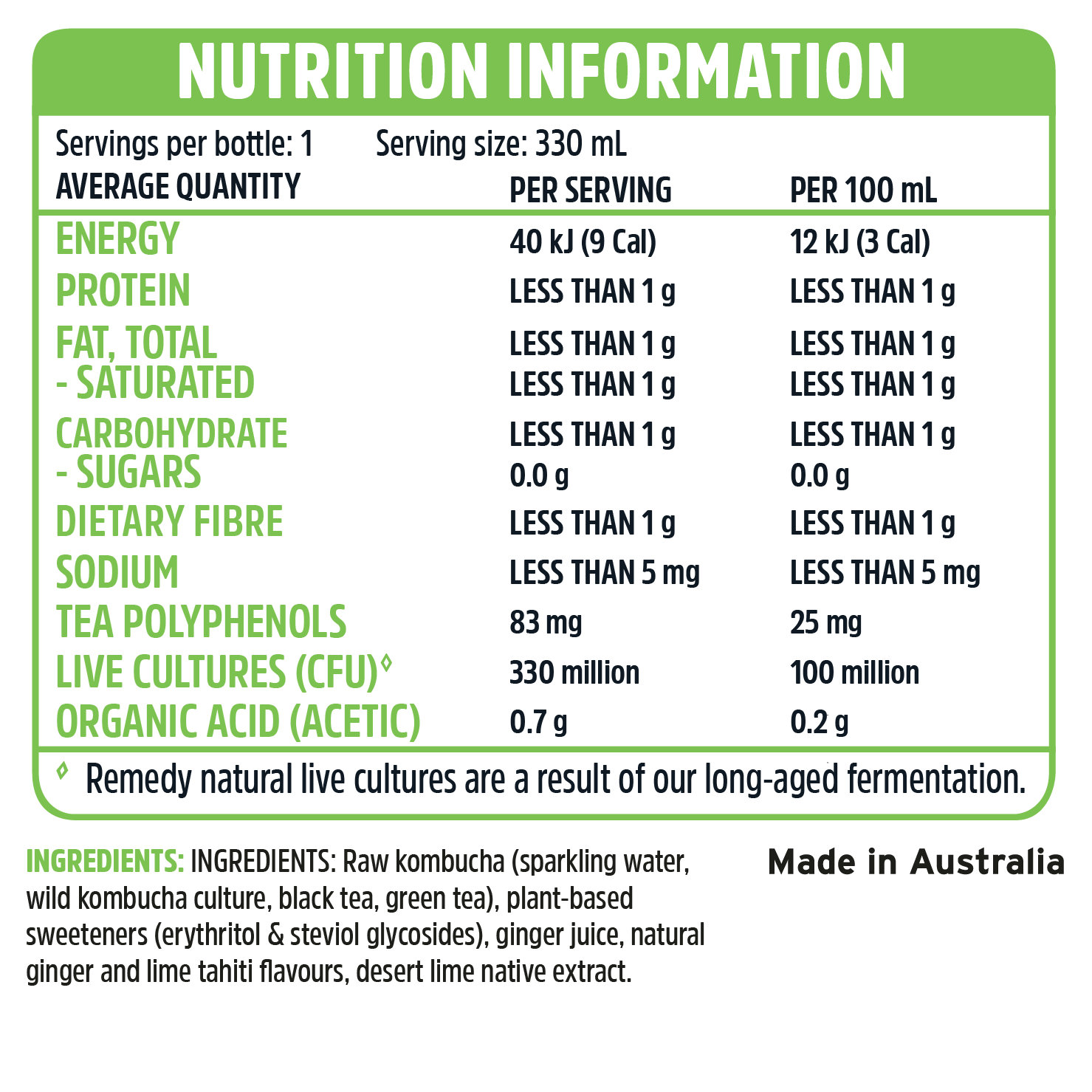 Remedy Small Batch Double Ginger & Lime | Remedy Drinks